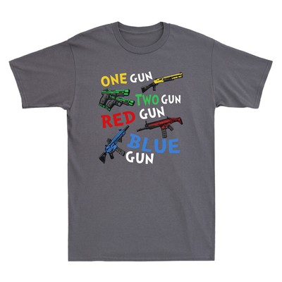 One Gun Two Gun Red Gun Blue Gun Funny Men's T-Shirt Novelty Gift For ...