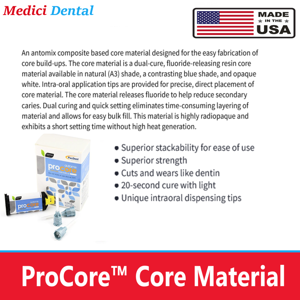 Dental Core Material ProCore™ Dual Cure Core Build-Up Shade A2, Blue ...
