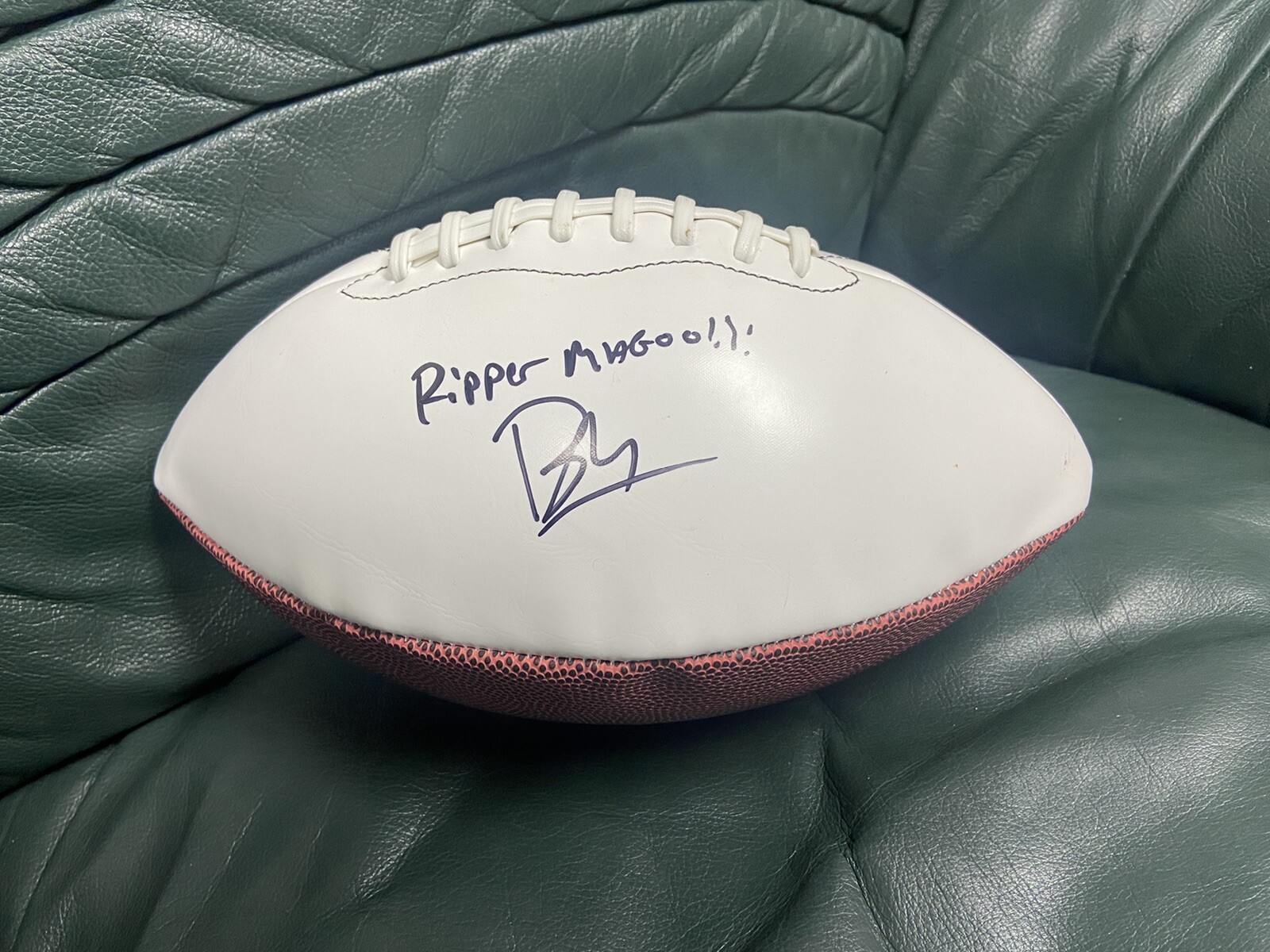 Bob Menery autographed football Ripper Magoo instagram Bdubs NFL ...
