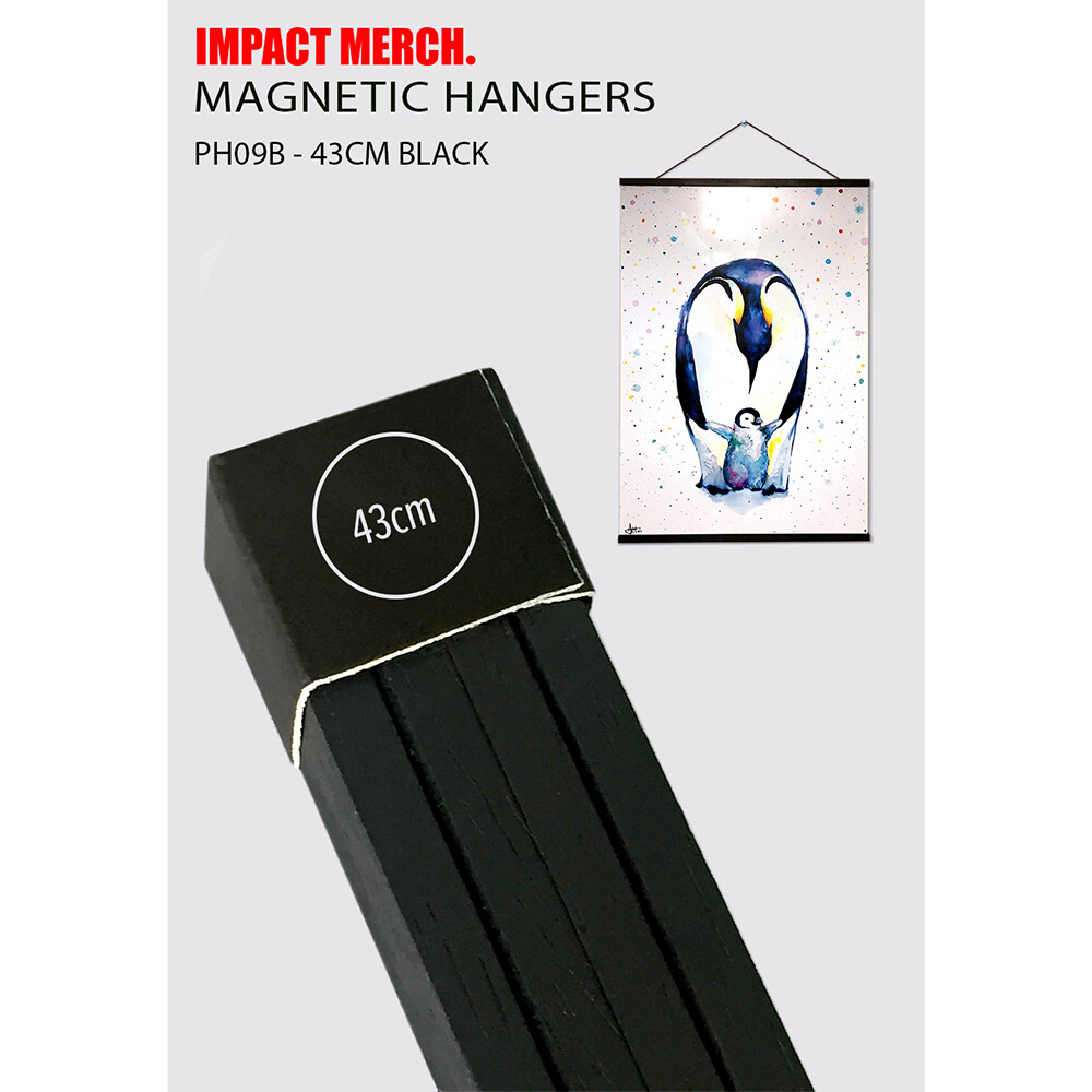 2x Frames & Hangers Wall Art Magnetic Wooden Poster Hanger Black Home ...