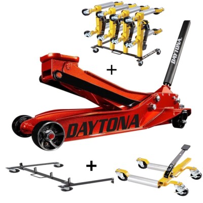 (4) 1300 Lb Dollies + 1 Wheel Dolly Storage Rack + (1) 3 Ton Long-Reach ...