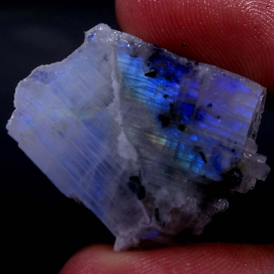 Blue Fire Rainbow Moonstone Rough Slab Gemstone Material 100% Natural ...