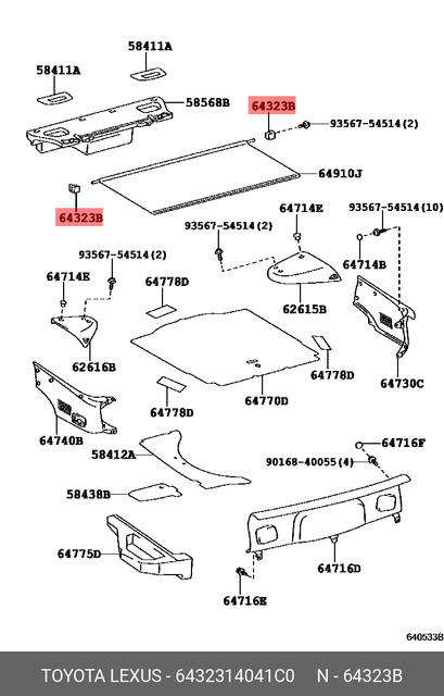 Original clamp tonneau cover 6432314041C0 for TOYOTA 64323-14041-C0 ...