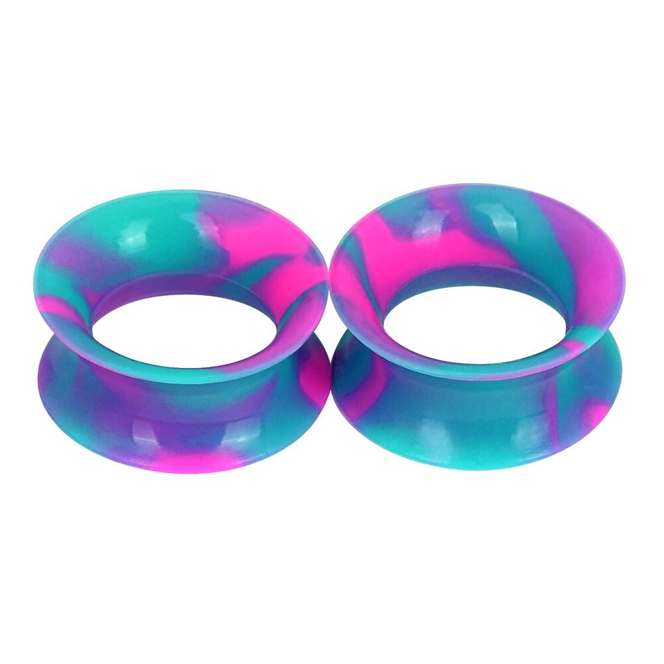 18 Pairs Soft Thin Silicone Ear Skin Flesh Tunnels Plugs Gauges Earskin ...