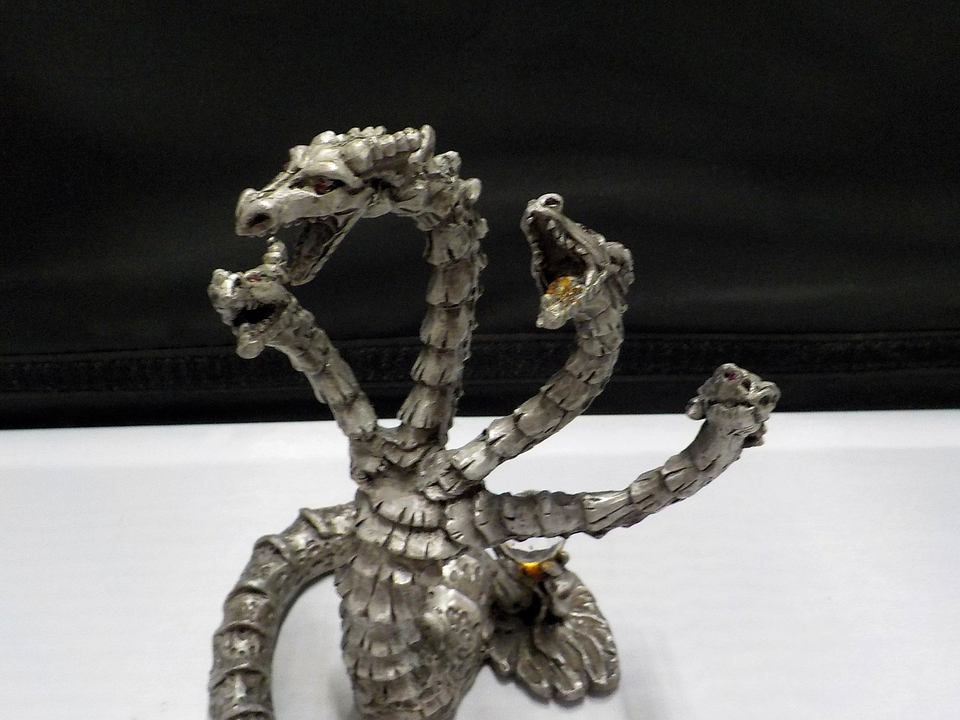 1991 SUNGLO DESIGNS DeNICOLO PEWTER 4 HEADED HYDRA SEA SERPENT/DRAGON ...
