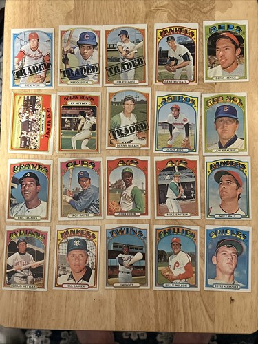 1972 Topps Baseball Commons Card Lot of 20 Great Condition HIGH NUMBERS ...