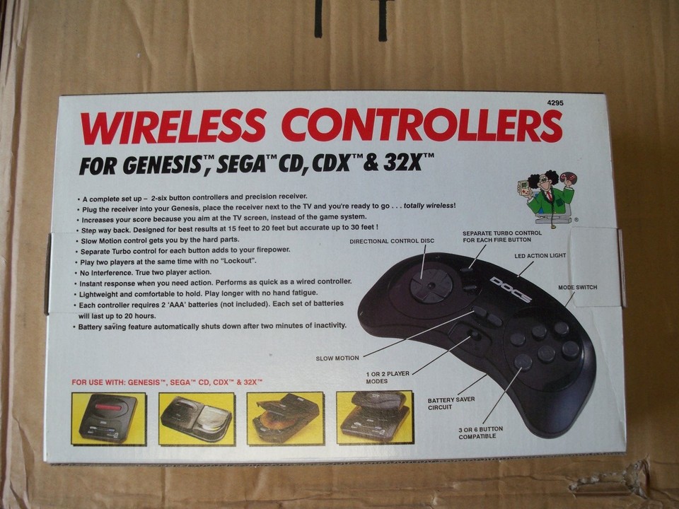 2 Doc's Wireless Controllers Control Pad Joystick For Sega Genesis Mega ...