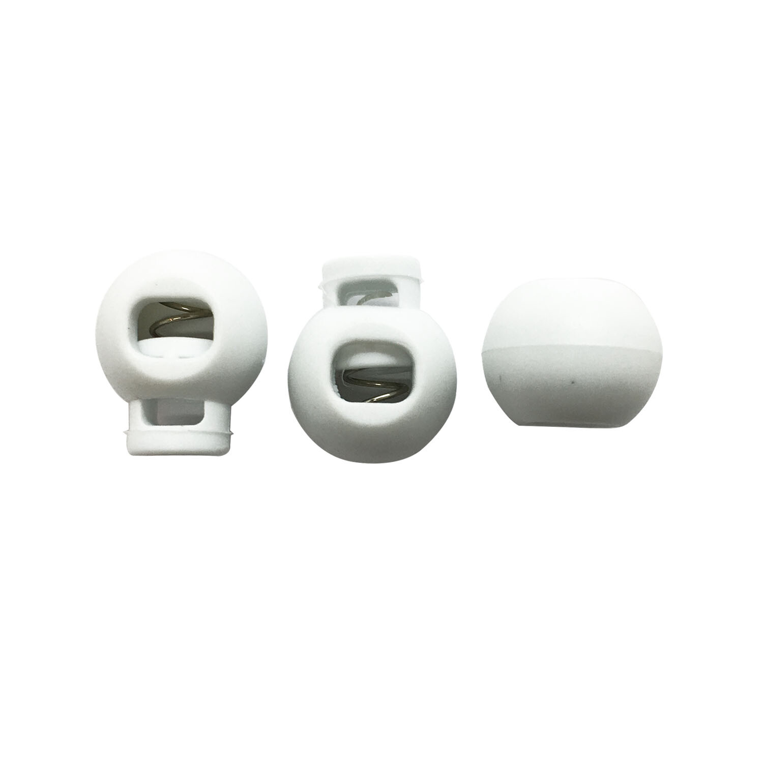 White Round Single Hole Spring Cord Locks End Toggles for Drawstrings ...