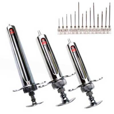 Stainless Steel Liquid Syringes 10ml-50ml | Reusable Metal Dispenser ...