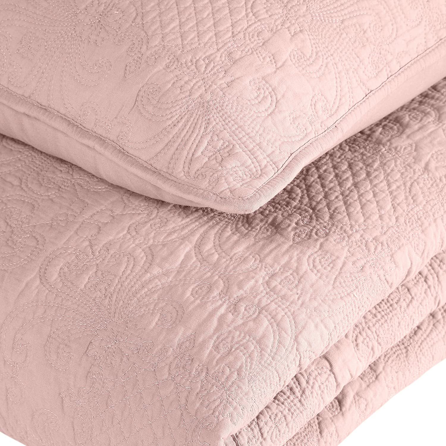 $120.46 Stone & Beam Vintage Pink Floral Embroidery Coverlet Set Full ...