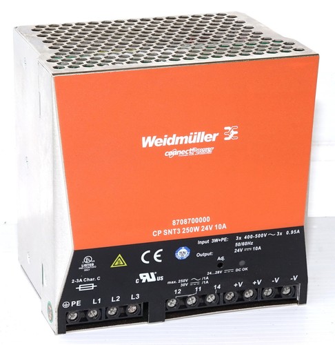 Weidmuller CP-SNT3-250W-24VDC-10A Power Supply 400/500VAC to 24VDC 10A ...