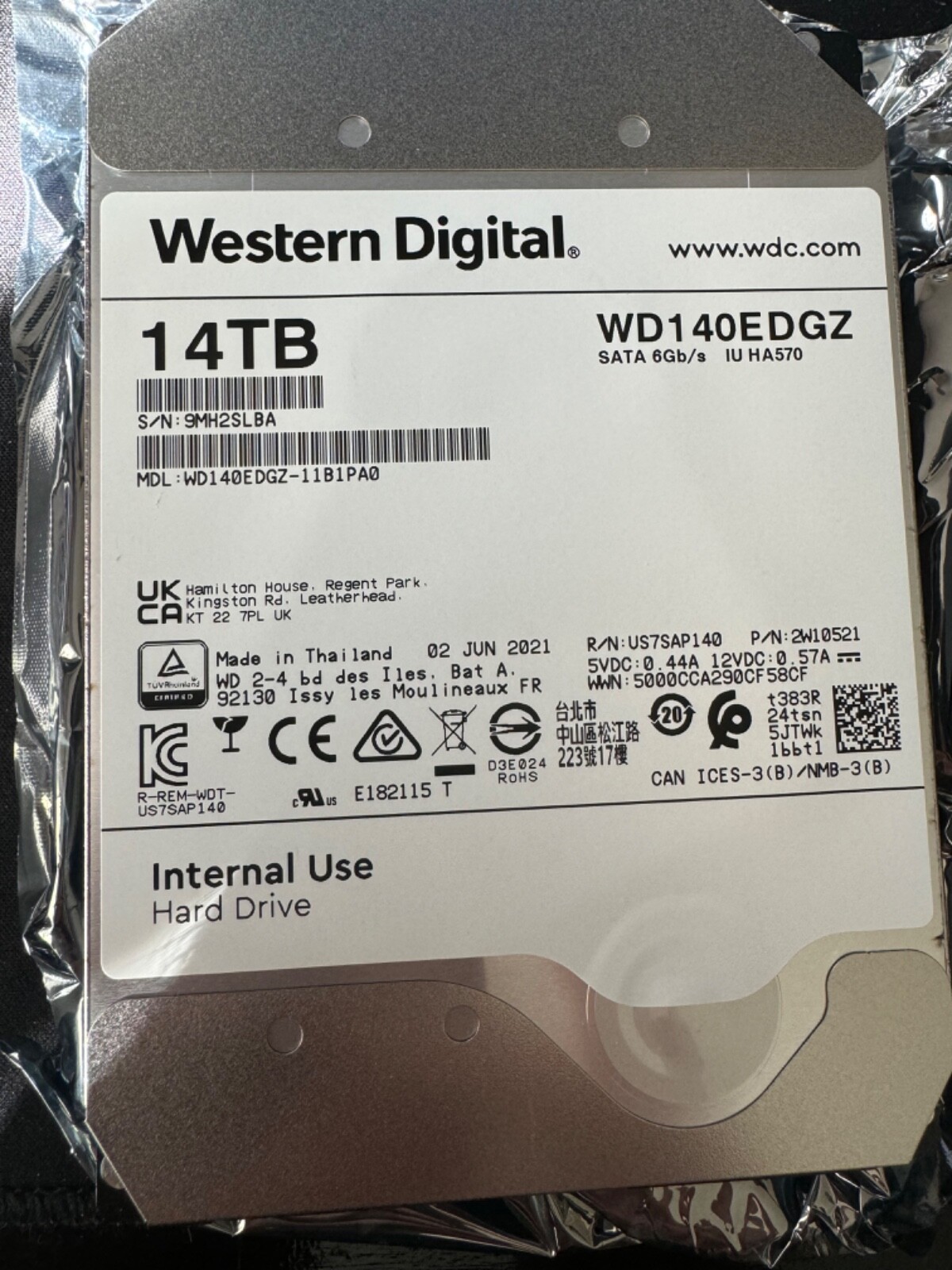 Western Digital WD140EDGZ 14 TB, Internal, 5400 RPM, 3.5 inch Hard ...
