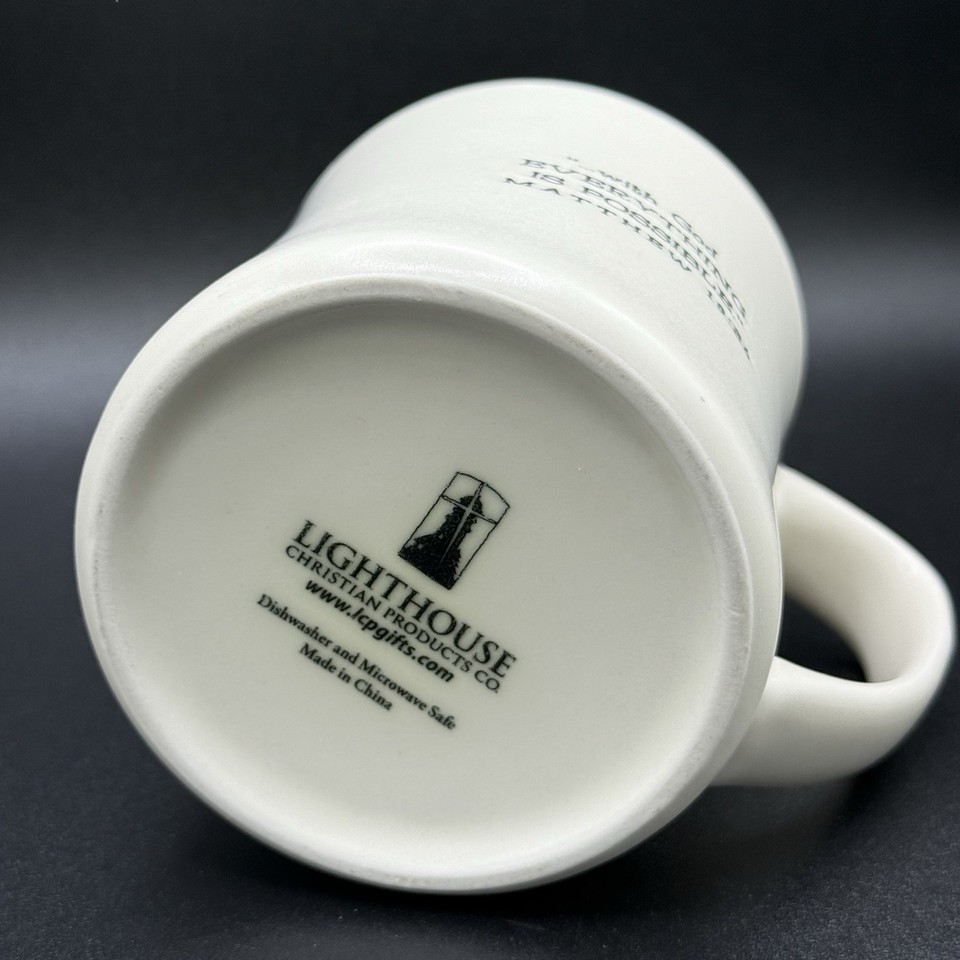 Lighthouse Christian Mug "...with God EVERYTHING IS POSSIBLE." Matthew ...