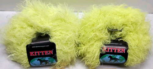 2 Dark Horse KITTEN Yellow Fuzzy Eyelash Yarn 50 Grams Each- Lot of 2 ...