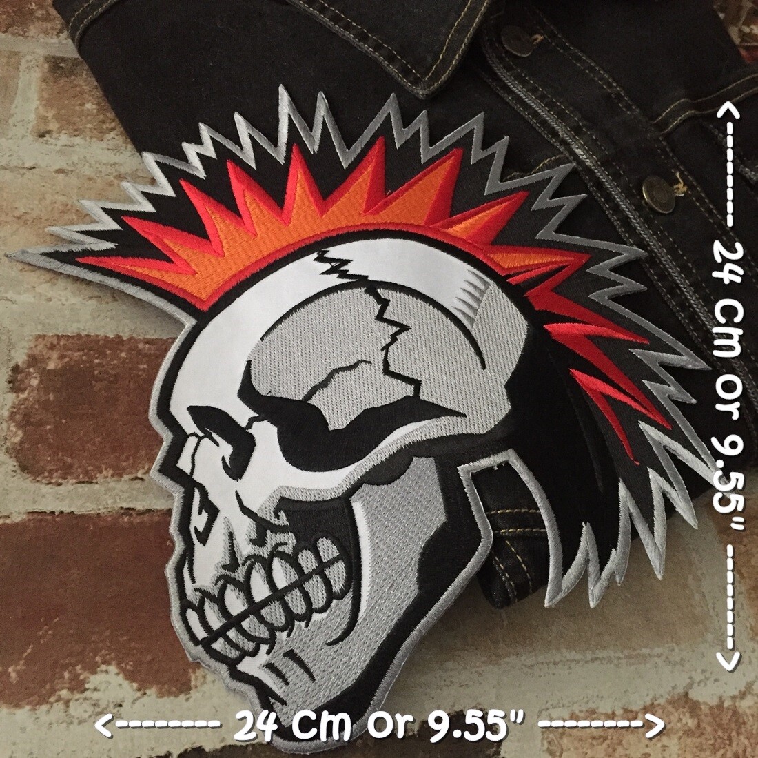 Skull Mohawk Street Punk Rock Emo Iron on Embroidered Large Size Back ...