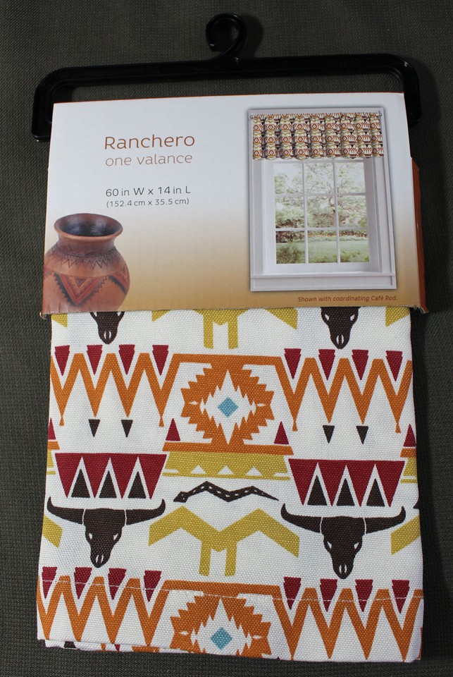 Colordrift Ranchero Curtains 30" X 36" Two Tiers & Valance 60" X 14 ...