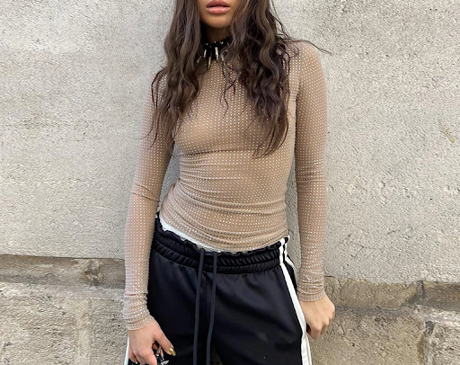 Hollow Lace Mesh Sheer Bow Long Sleeve Crop Tops 2000s Y2k Clothes ...