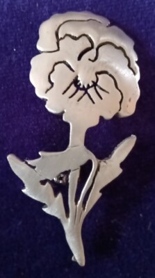 Vintage Pewter Flower Brooch | eBay