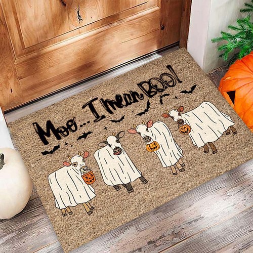 Halloween Doormat 2023 Funny Mo O I Mean Bo O Cow Floor Mat Halloween ...
