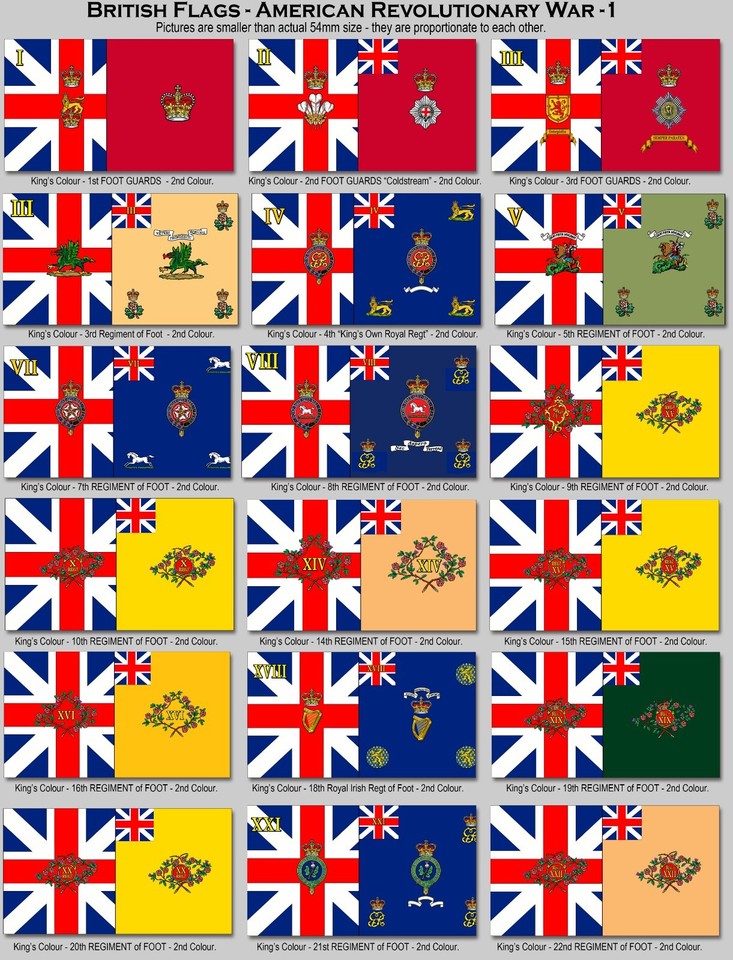 FIVE FLAGS US Revolutionary War - YOUR CHOICE of 5 (54mm Size OR 28mm ...