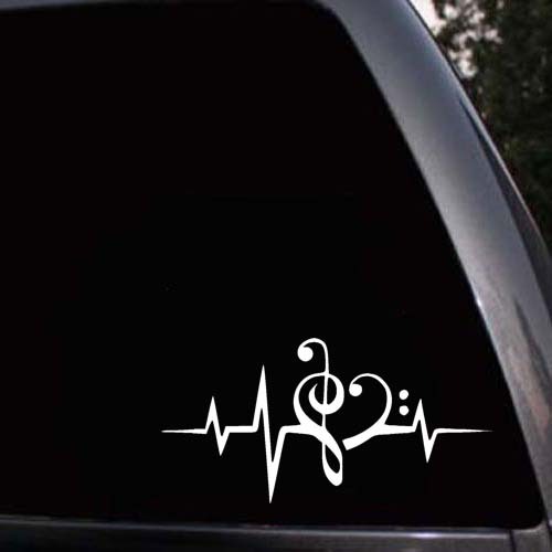 Music Heartbeat Monitor Hearts Pulse Notes Car Truck Laptop Decal ...