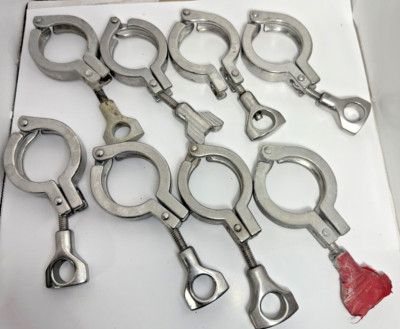 (Lot of 8) 2" Sanitary Stainless Steel Single Hinge Ferrule Pipe ...