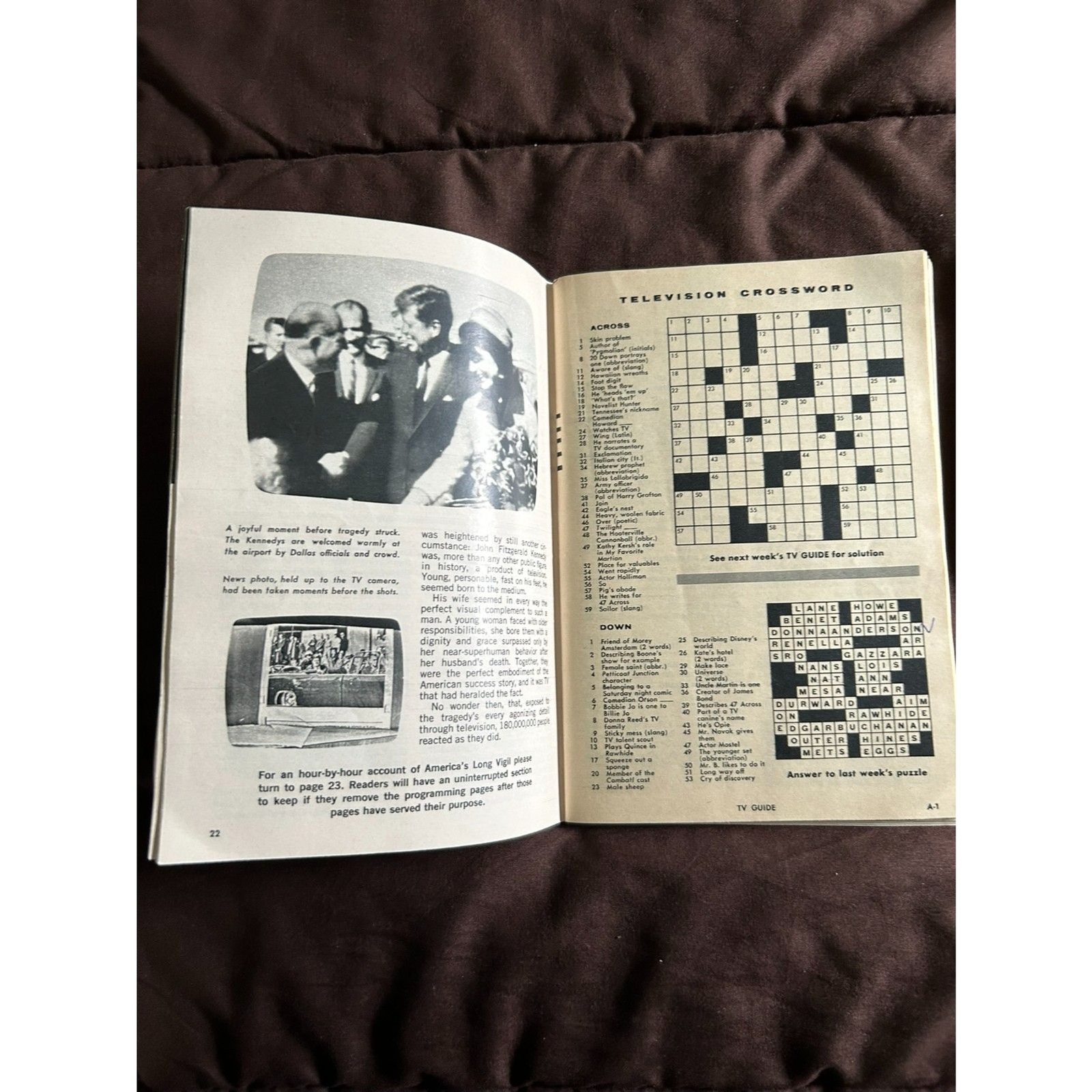 Vintage TV Guide November 22, 1963 Kennedy collectible great condition ...