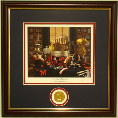 MISSISSIPPI FOOTBALL "OLE MISS TRADITIONS" framed print signed by Greg ...