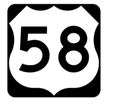 4" us route 58 highway sign road bumper sticker decal usa made | eBay