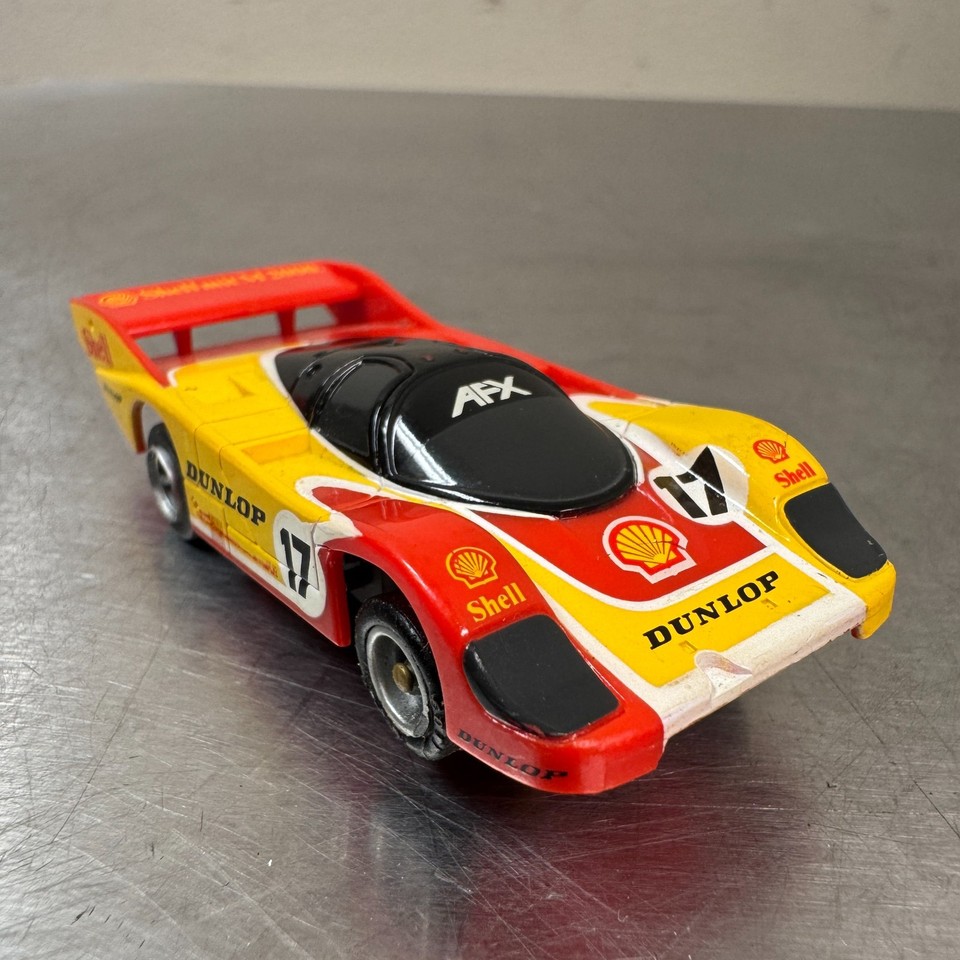 Vtg AFX Tomy Porsche 962 SHELL Yellow & Red #17 HO Slot Car - Needs ...