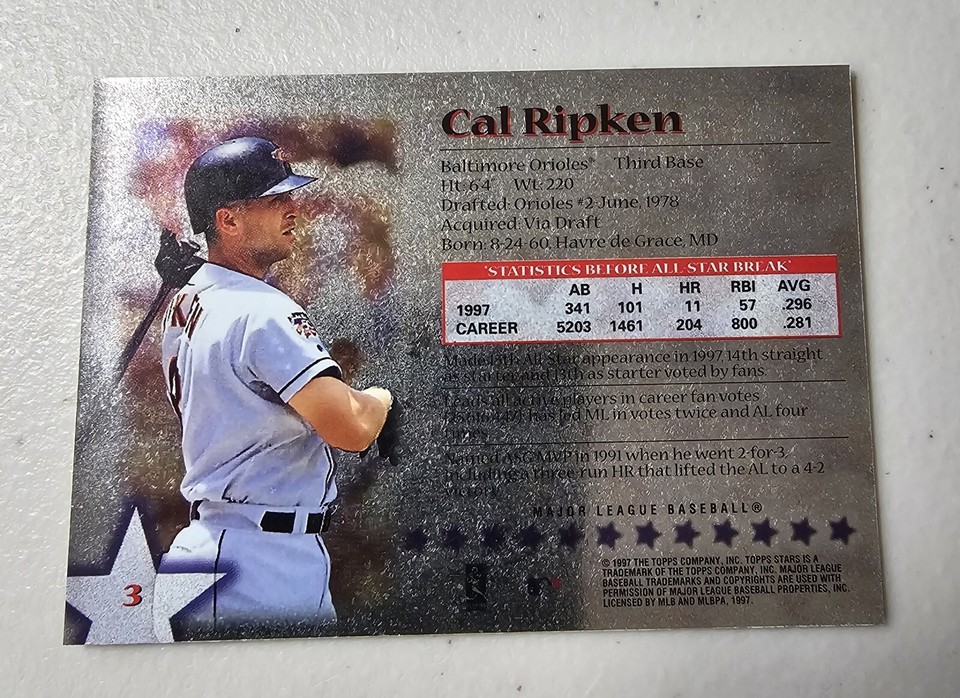 1997 Topps Stars #3 Cal Ripken Always Mint Parallel *Rare* | eBay