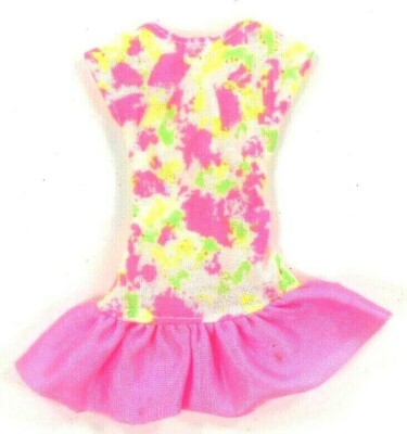 Barbie & Friends Fun Dress Pink Paint Splatter Yellow Green No Tag | eBay