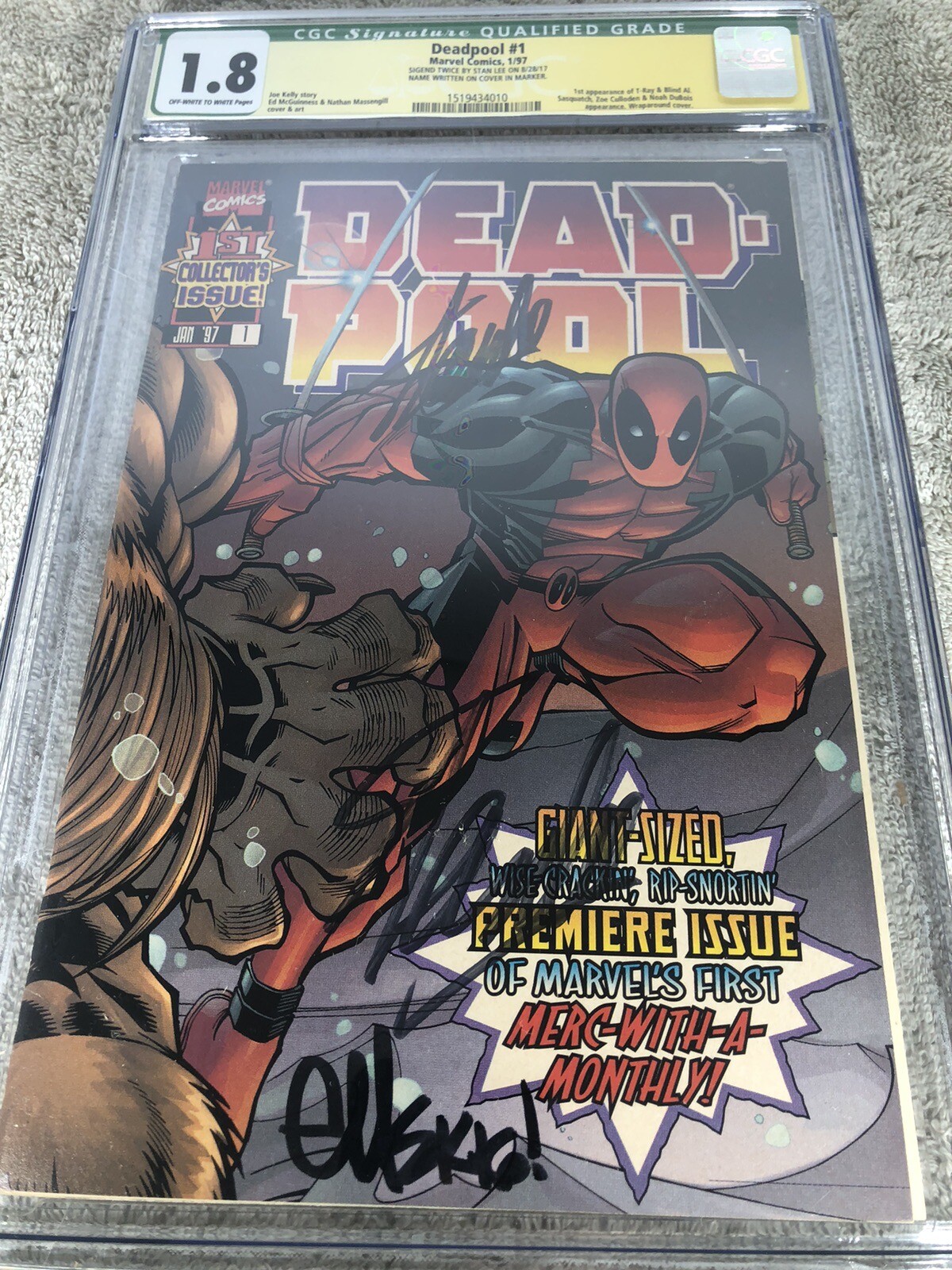 Deadpool 1 CGC 1.8 2XSS McGuinness Stan Lee 1997 Wraparound cover | eBay