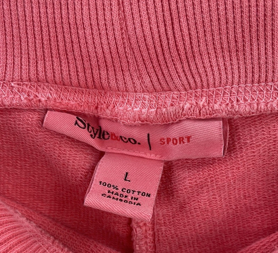 Style & Co Womens Pink Capris Large Knit Pockets Elastic Pull On Cotton ...