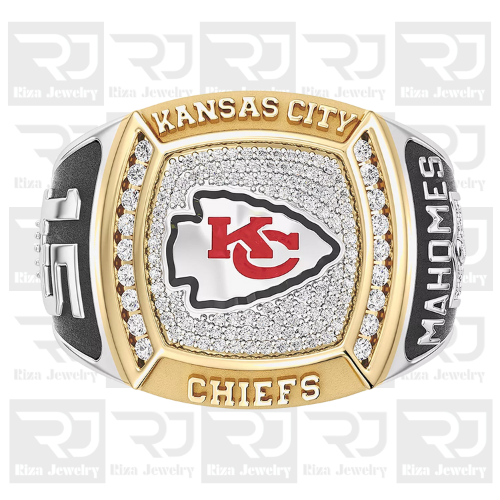 Kansas City Chiefs Men's Moissanite Two Tone Silver Championship Ring ...