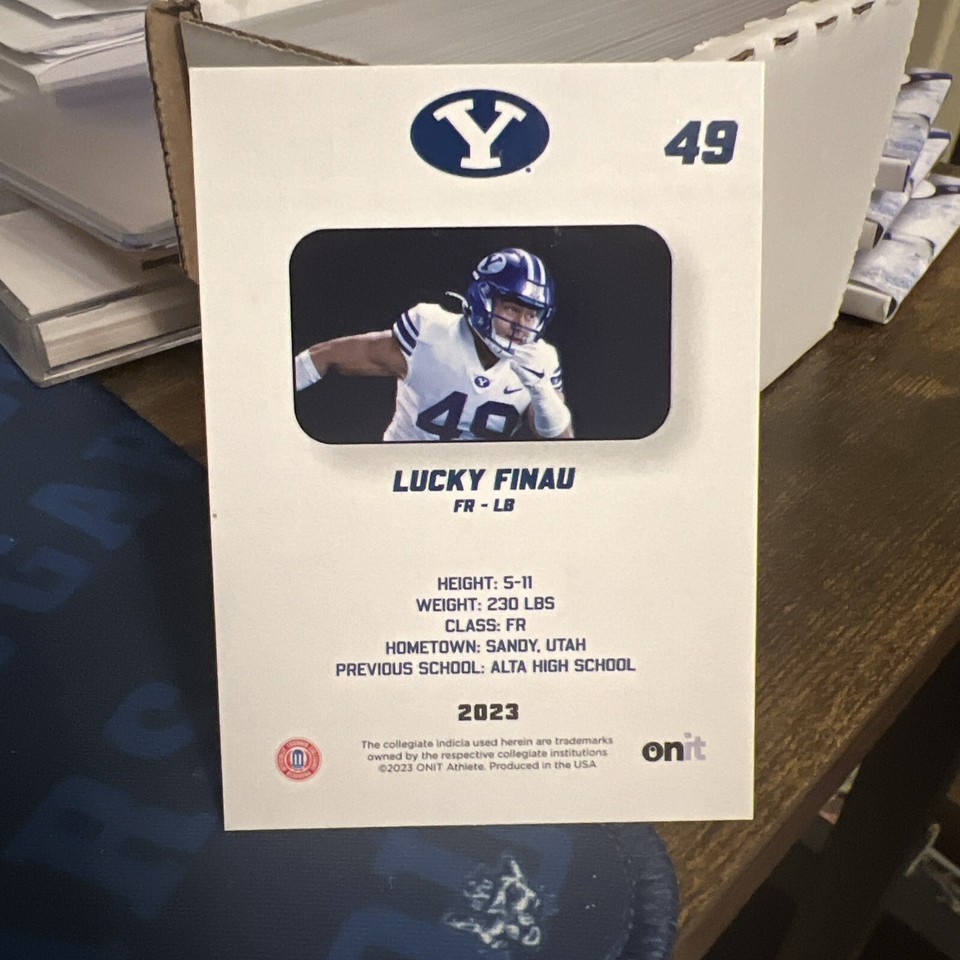 Lucky Finau 2023 ONIT Brigham Young Cougars #41 Football Card RC Rookie ...