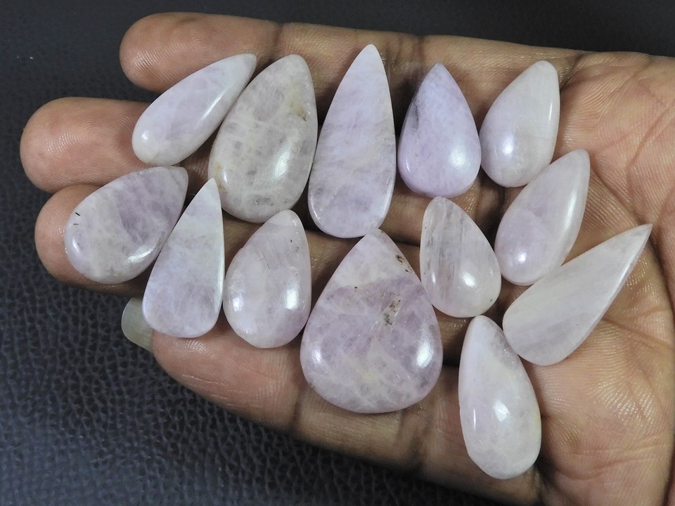 210Cts. Natural Pink Kunzite Pear Cabochon Gemstone 13Pcs Lot | eBay ...
