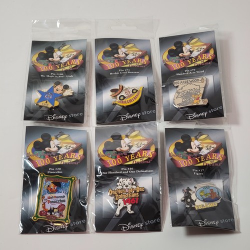 Lot of 6 Vtg Disney Store Walt Disney 100 Years Pins Nice Variety ...