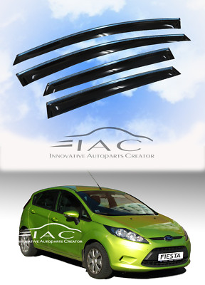 Chrome Trim Side Window Visors Guard Vent Deflectors For Ford Fiesta 08 ...