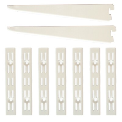 Twin Slot Shelving System White Brackets Uprights Metal Adjustable ...