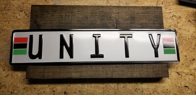 European Style Aluminum License Plate with "UNITY" embossed text with ...