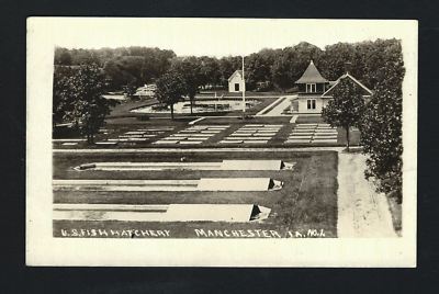 Manchester Iowa IA c1910 RPPC Government Fish Hatchery Bridge over ...