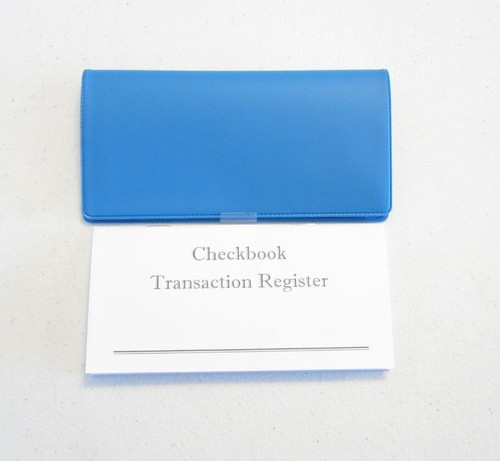 1 NEW SKY BLUE VINYL CHECK BOOK COVER & 6 CHECKBOOK TRANSACTION ...
