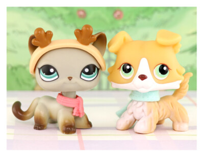 2pcs LPS Toys Pet Shop Collie 272 Gray Short Hair Cat 391 with ...