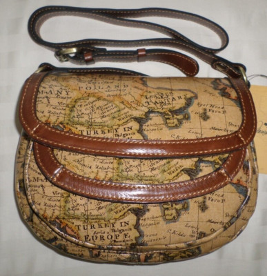 NWT Patricia Nash RYTON Double Flap Crossbody European Map Leather ...