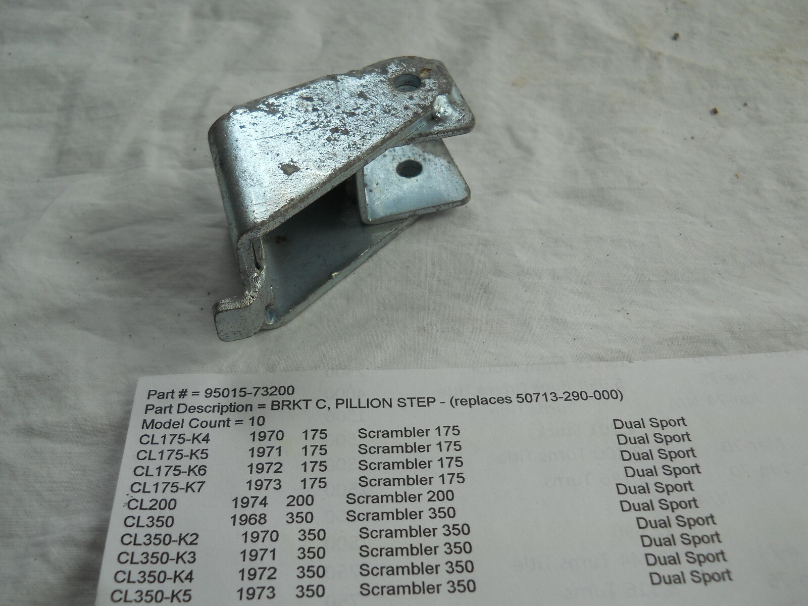 Honda NOS, CL175, CL200, CL350, Pillion Step Bracket C, # 95015-73200 ...