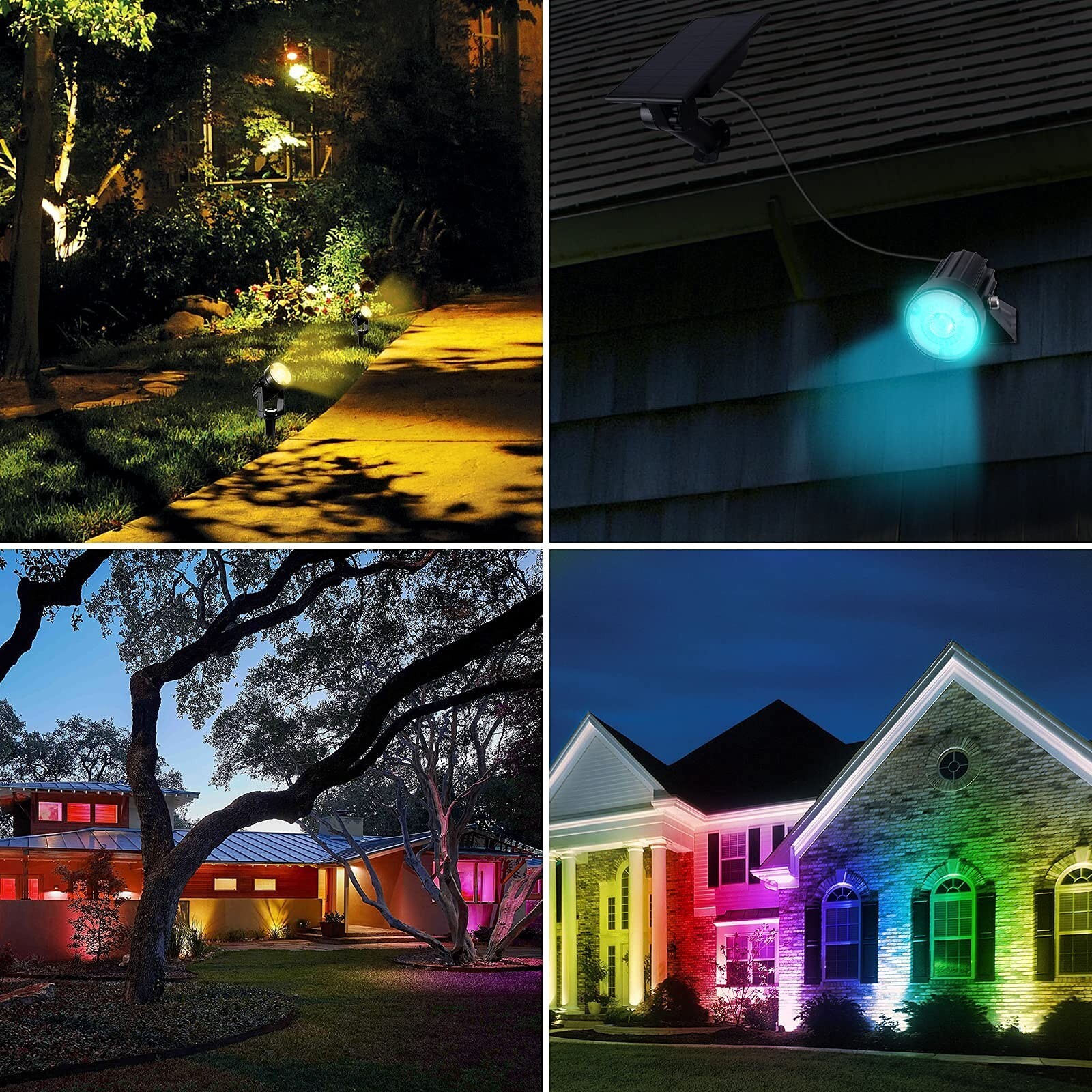 T-SUNUS Color Changing Solar Spot Lights Outdoor, RGB LED Landscape ...