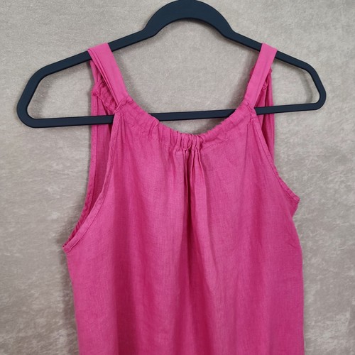 Bellambia Italian Made Linen Trapeze Dress Barbie Pink with Back Tie ...