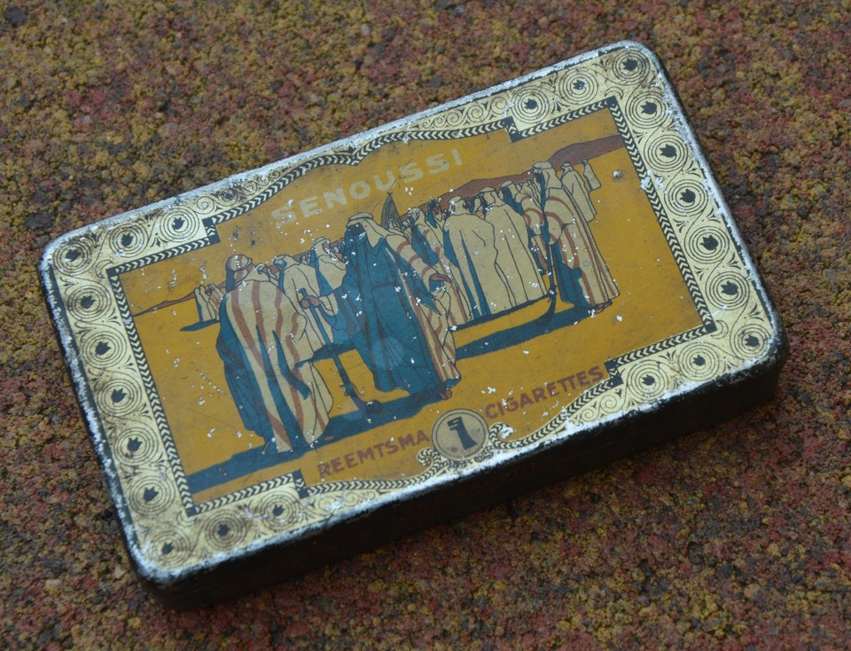 GERMAN WW2 WEHRMACHT SOLDIER CIGARETTES RATION TIN BOX CASE Senoussi ...