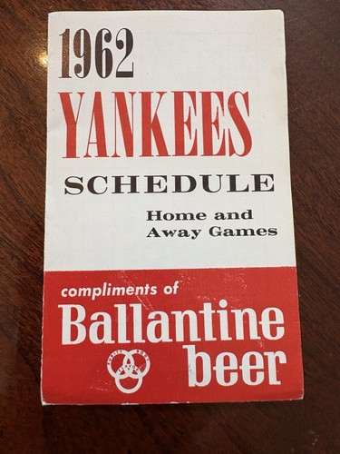 1962 NY Yankees Official Pocket Schedule . World Series Winners. | eBay